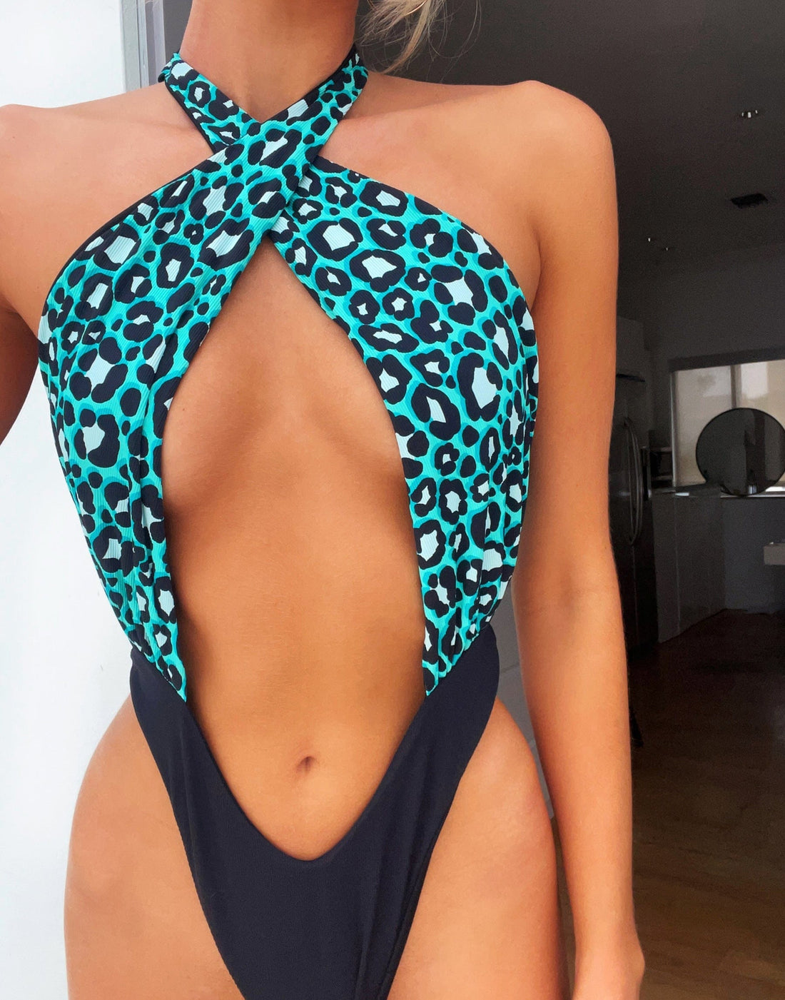 Beach Bunny Swimwear Lex Teal Leopard One Piece Swimsuit