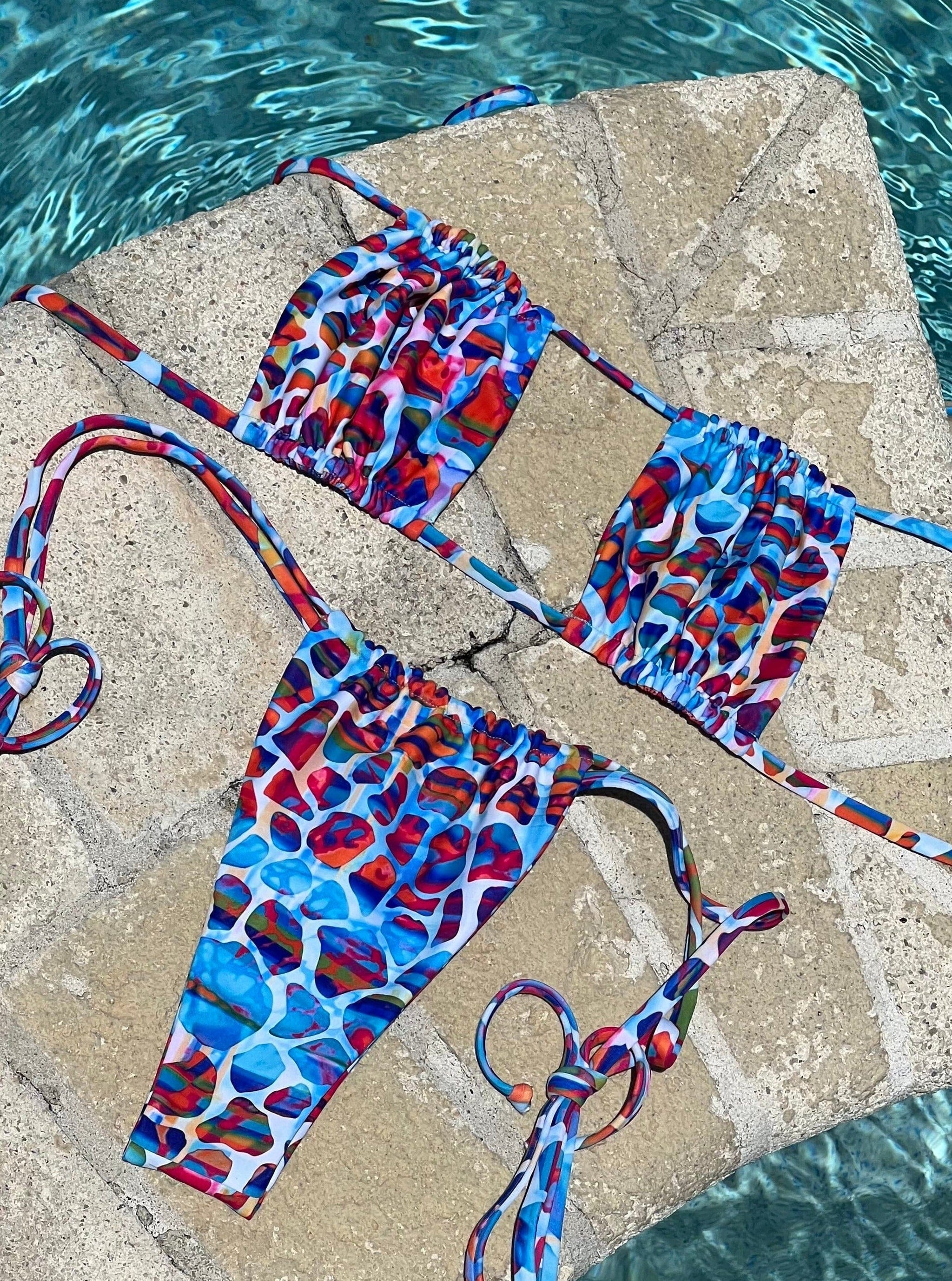 2025 Berry Beachy Swimwear Crush Multi Way Top Slide Thong Bikini