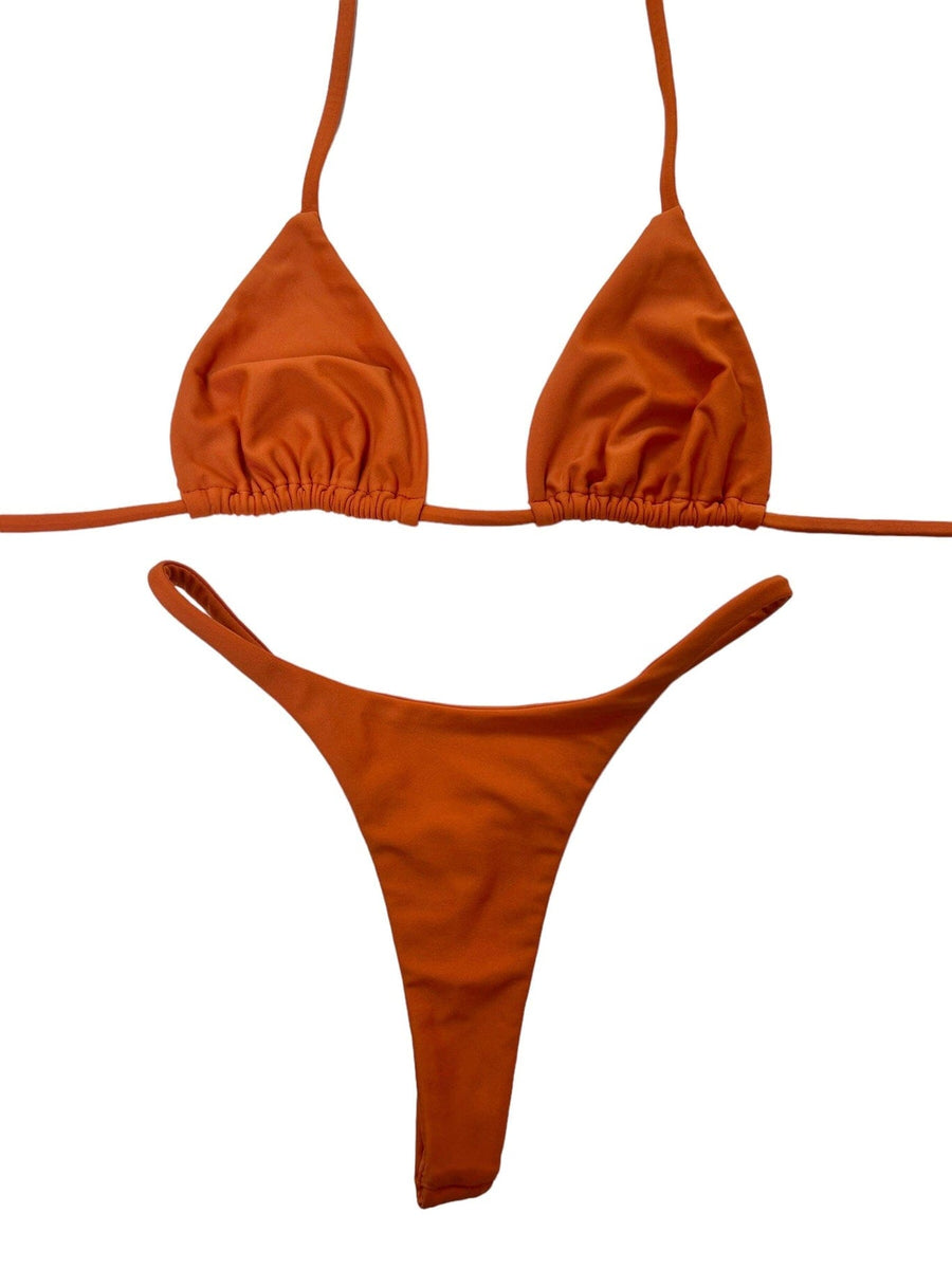 2025 Ginger Orange Seamless Triangle Top G-String Thong Bikini