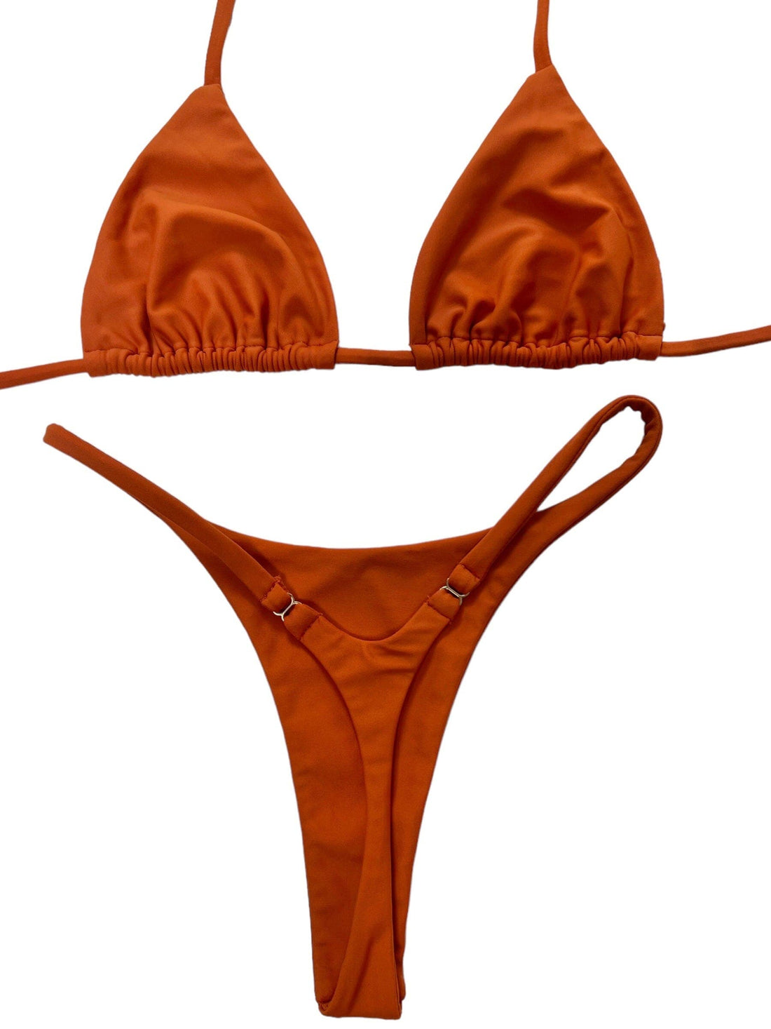 2025 Ginger Orange Seamless Triangle Top G-String Thong Bikini