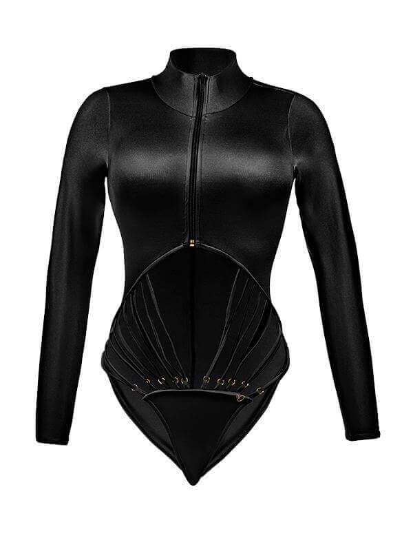 Black Long-sleeve Cheeky Designer Monokini One Piece Swimsuit